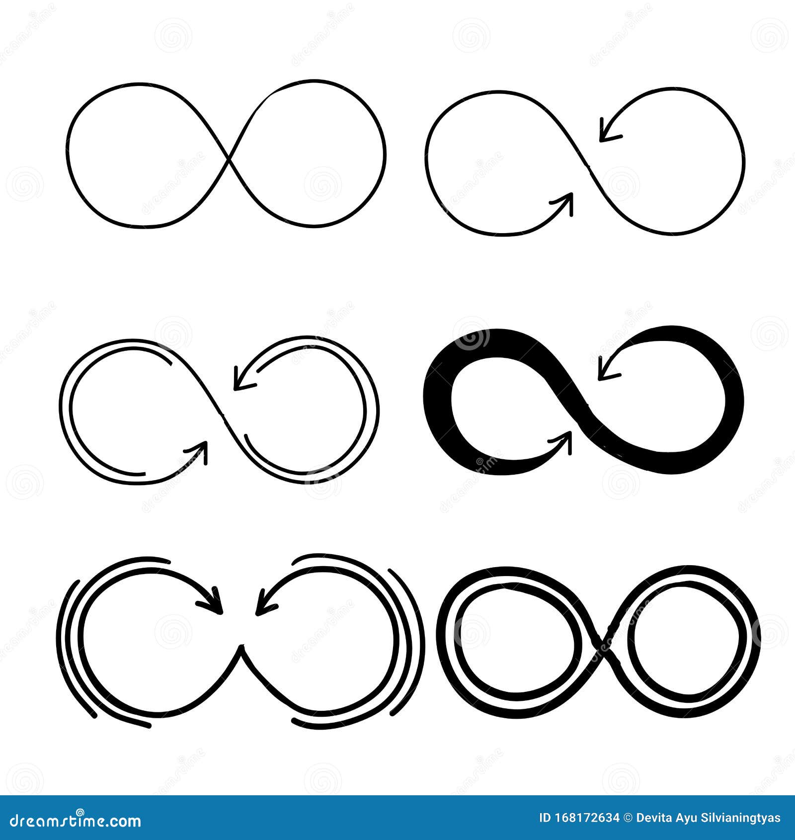 Eternity Icon. Mobius Line Vector Logo Infinity Symbols With Handdrawn ...