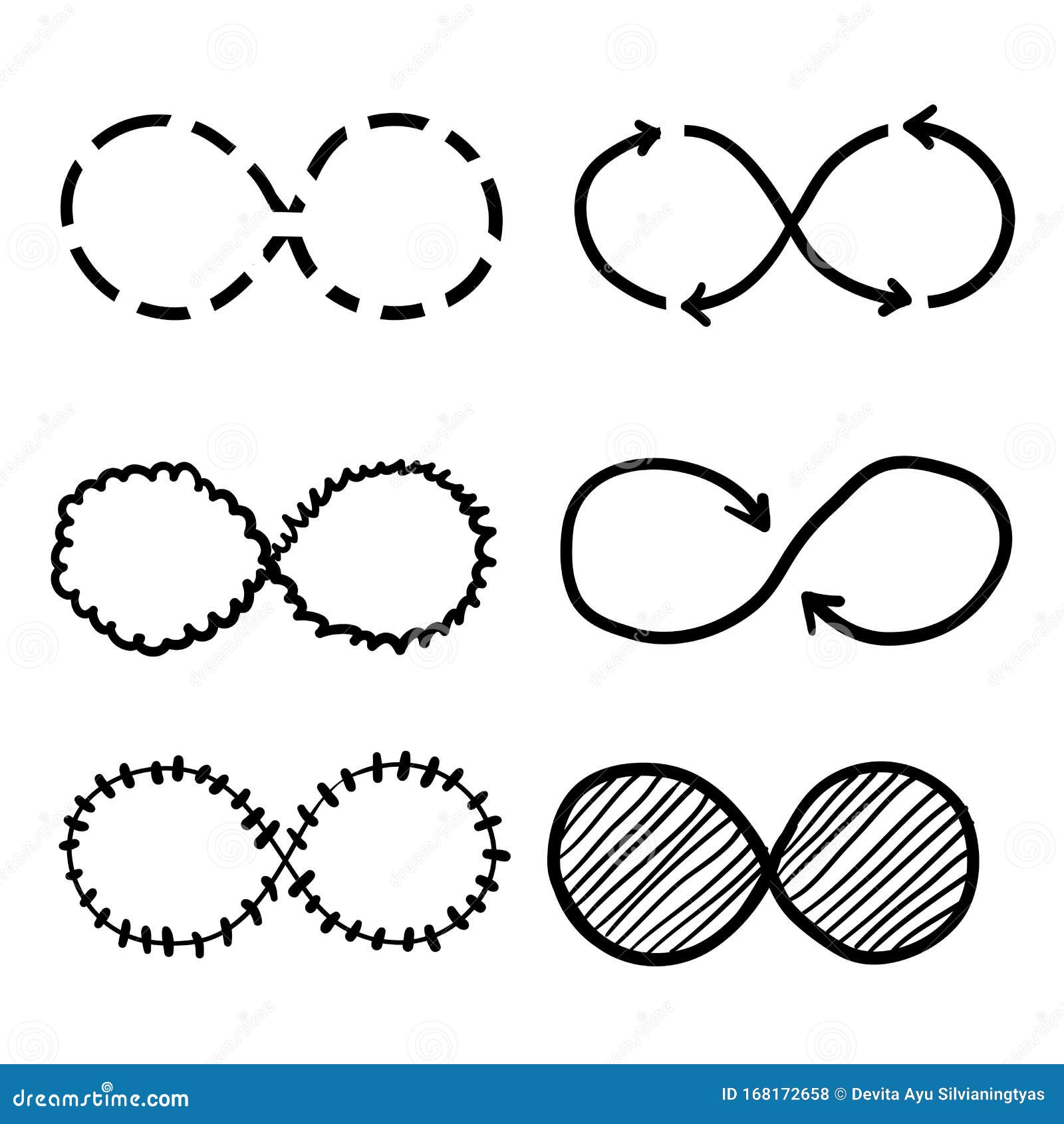 Eternity Symbols. Vector Monochrome Icon Collection Of Infinity ...