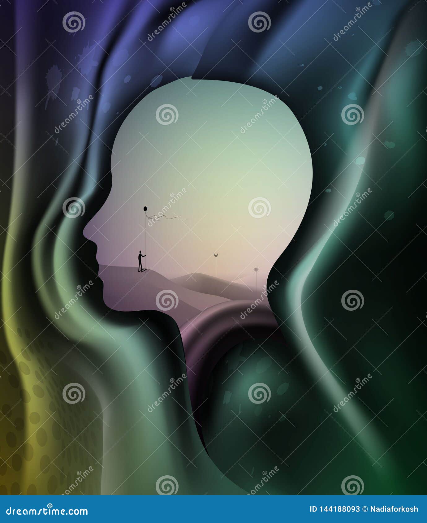 Eternity of the Soul,shape of the Soul Idea, Memory Concept, Head with ...