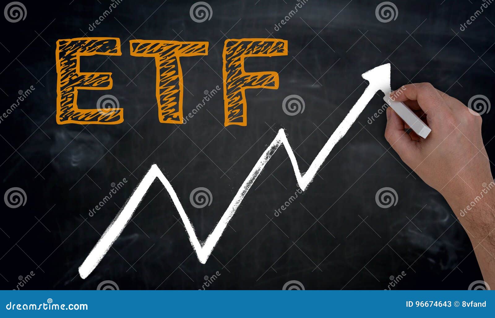 ETF and Graph is Written by Hand on Blackboard Stock Image - Image of ...