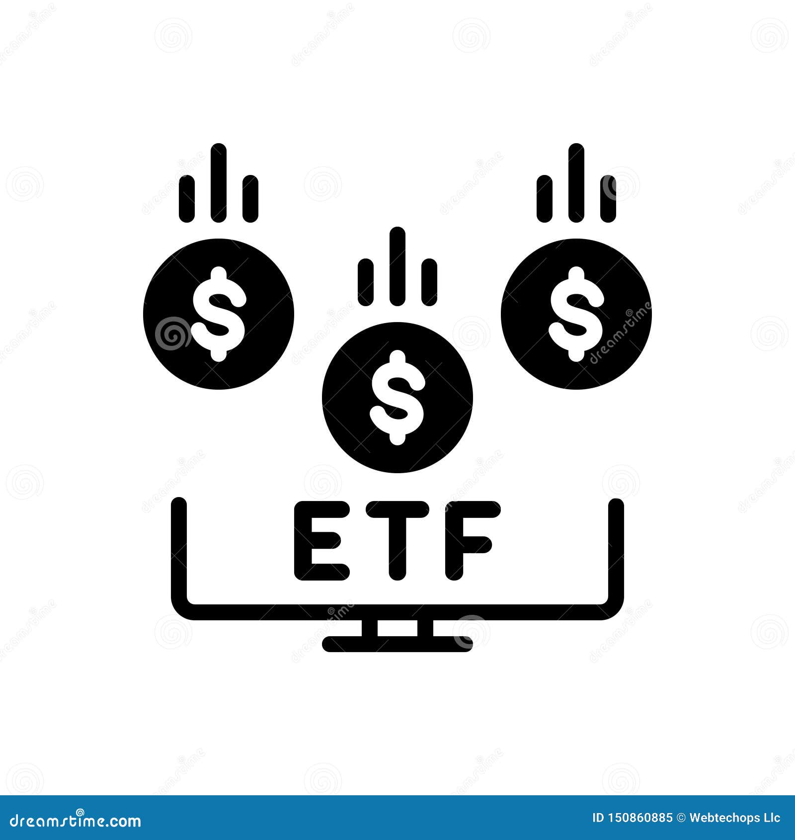 Black Solid Icon for Etf, Economic and Invest Stock Vector ...