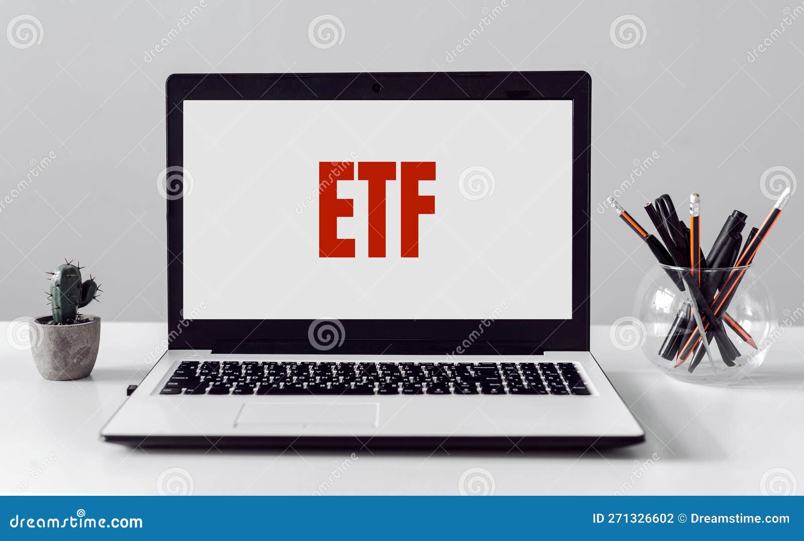 ETF Index, Acronym on Laptop Screen in Office Stock Photo - Image of ...