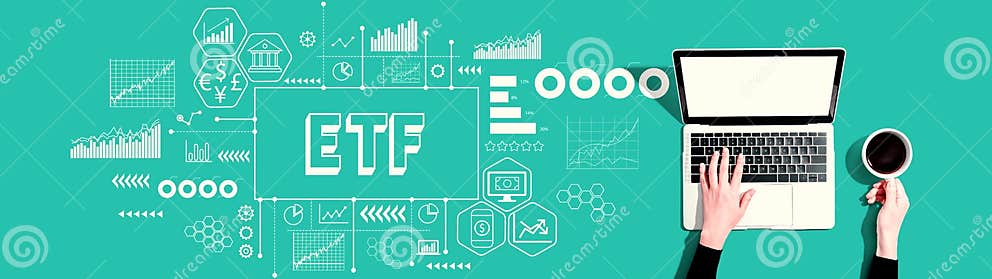ETF Theme with Person Using a Laptop Stock Photo - Image of investing ...