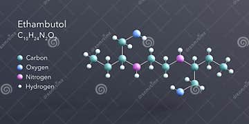 Ethambutol Molecule 3d Rendering, Flat Molecular Structure with ...
