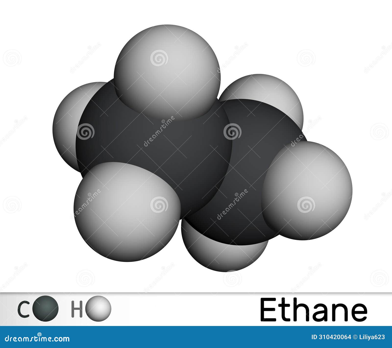 Ethane C2H6 Molecule. Molecular Model Stock Illustration - Illustration ...