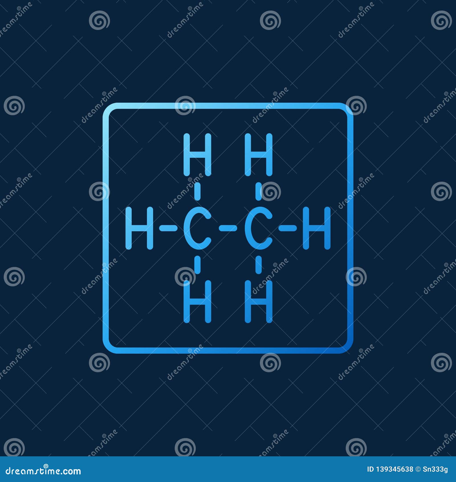 Ethane, C2H6, Molecule Model And Chemical Formula Vector Illustration ...