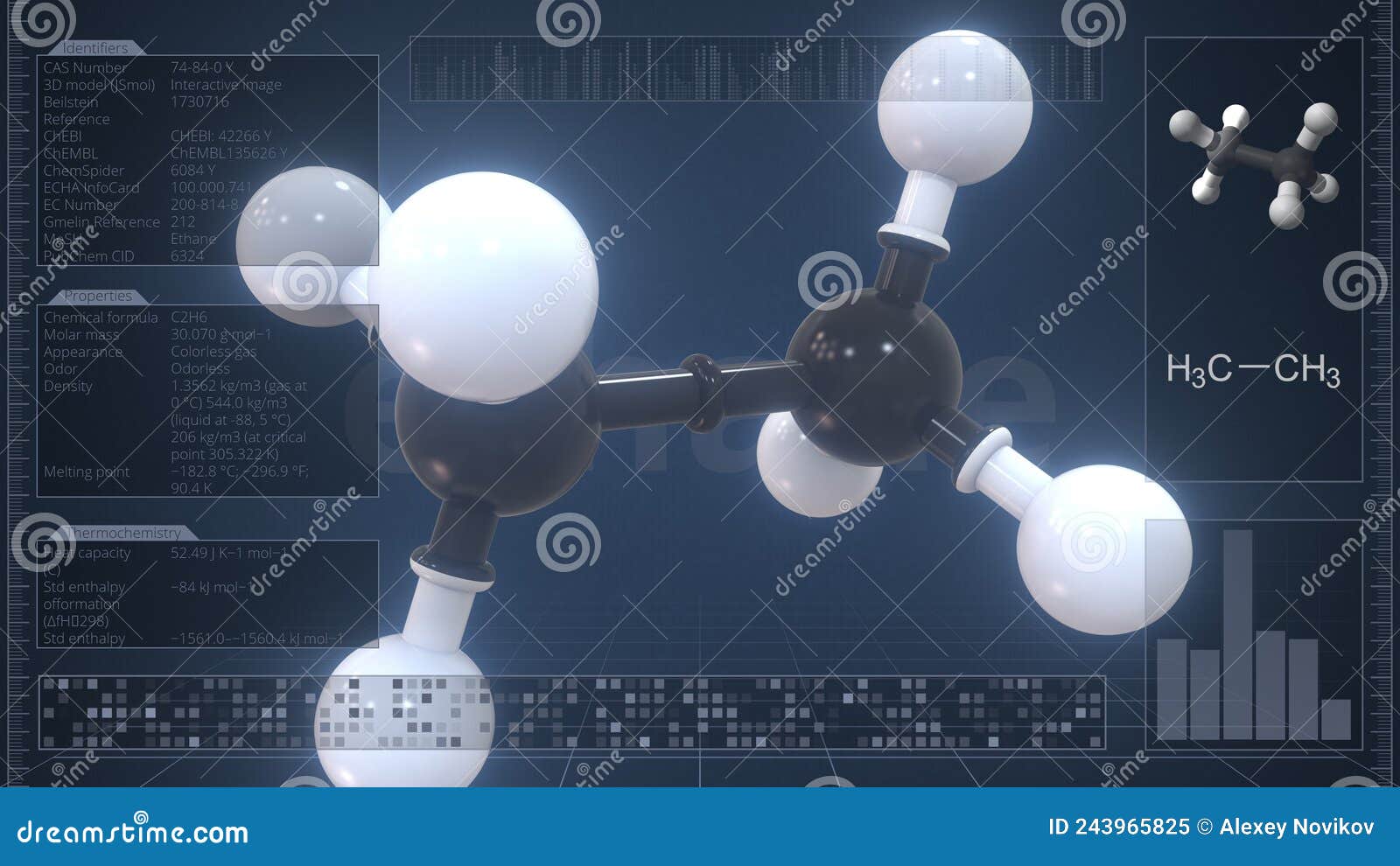 Ethane Molecule, Ball-and-stick Molecular Model. Chemical 3d Rendering ...