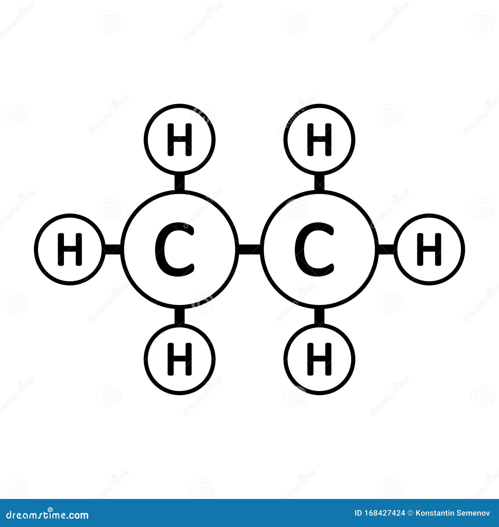 Ethane molecule icon stock illustration. Illustration of vector - 168427424