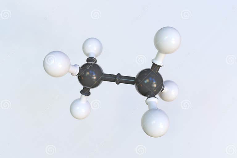 Ethane Molecule, Isolated Molecular Model. 3D Rendering Stock ...