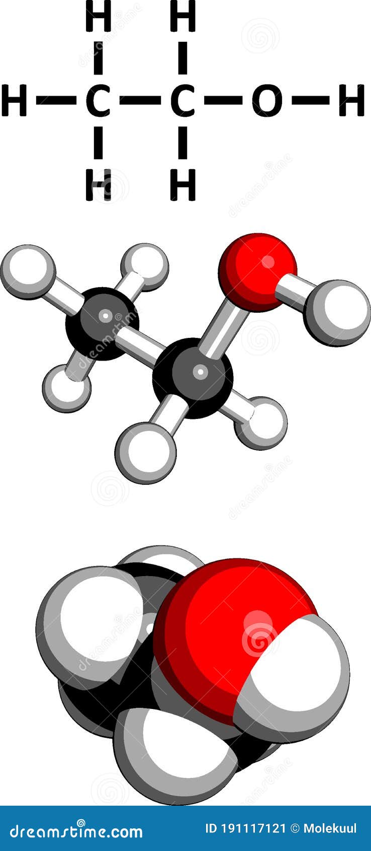 Ethanol (alcohol) Molecule, Chemical Structure Stock Vector ...