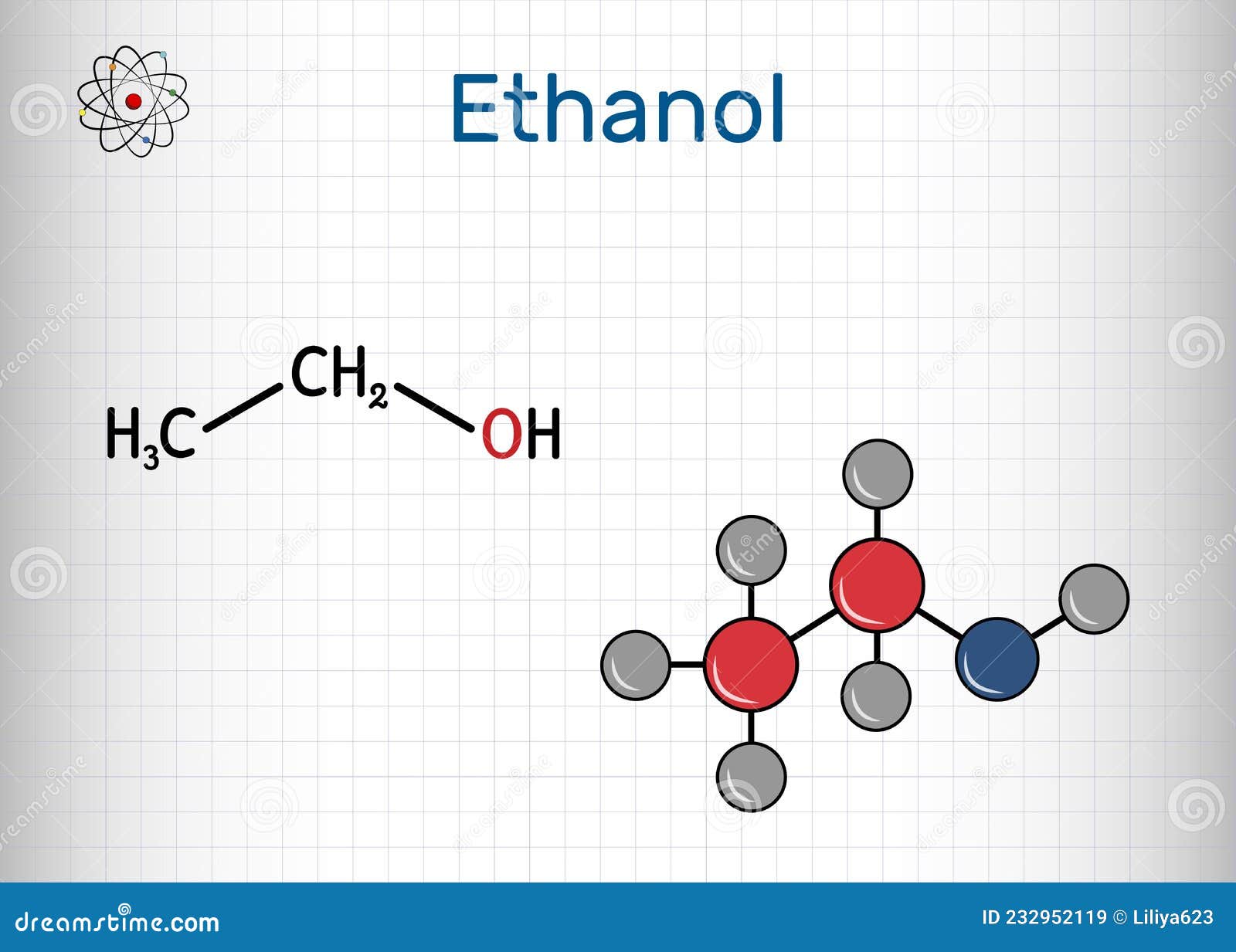 Ethanol, C2H5OH Molecule. It Is A Primary Alcohol, An Alkyl Alcohol ...
