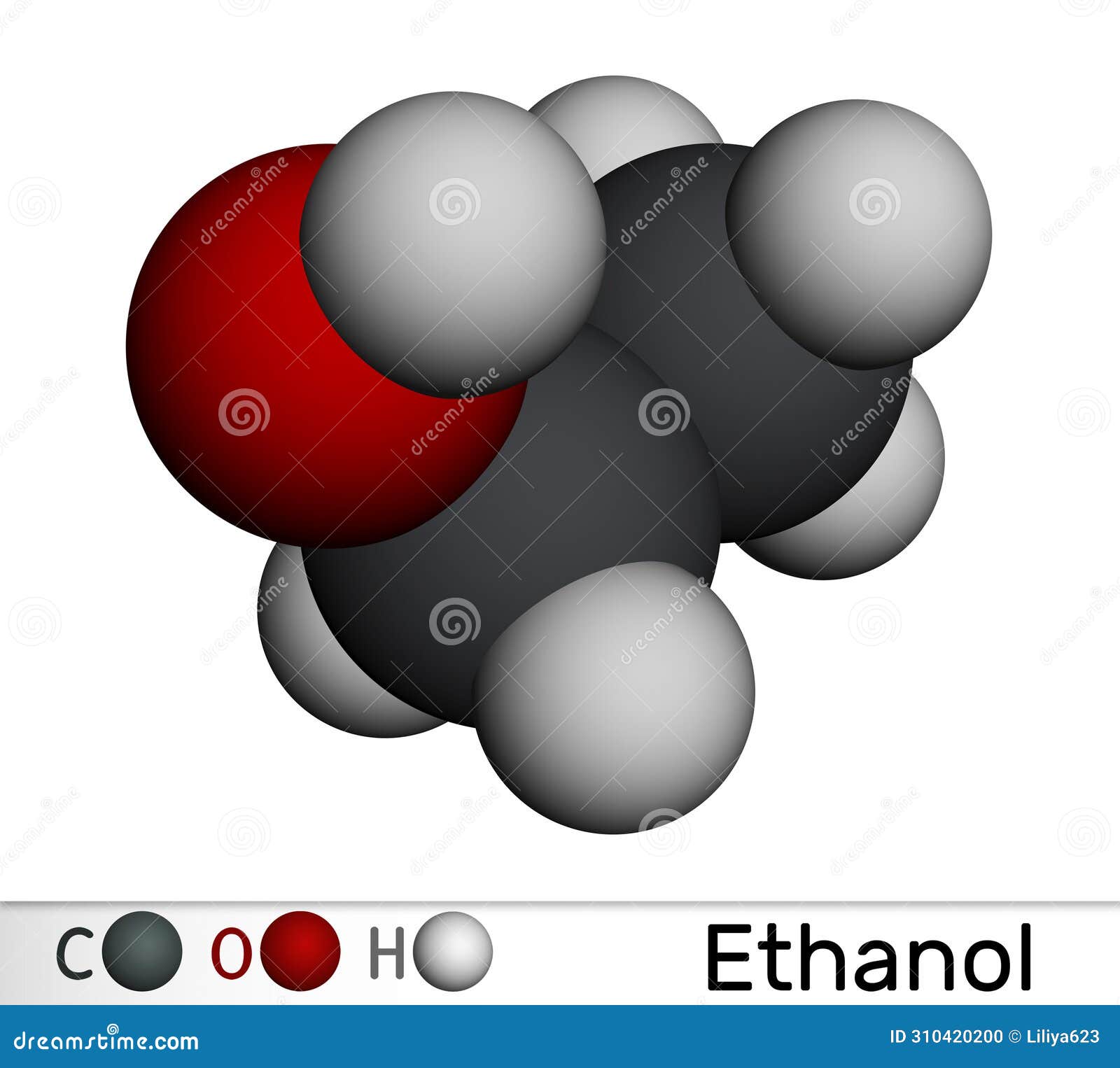 Ethanol, Ethyl Alcohol C2H5OH Molecule. Molecular Model Stock ...