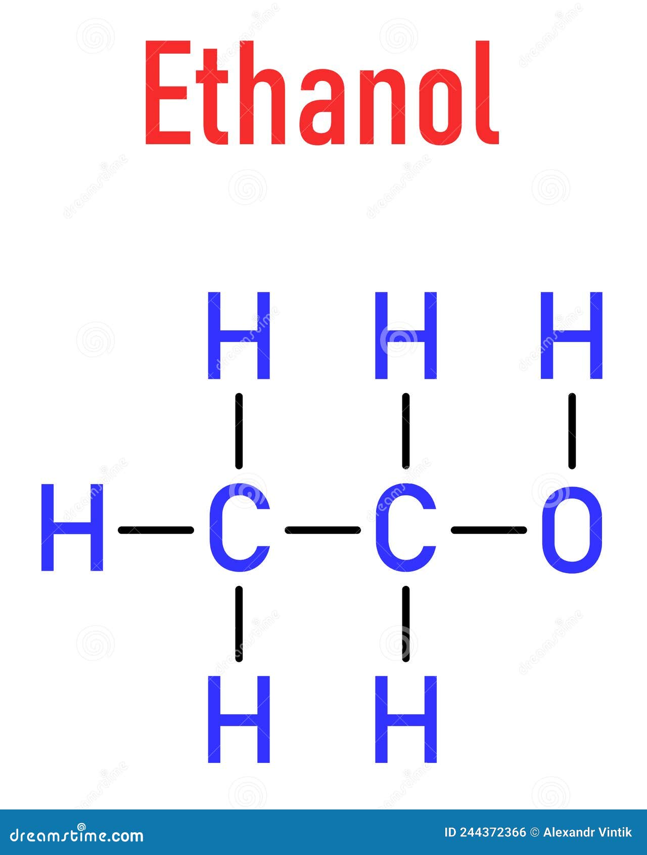 Ethanol, Ethyl Alcohol Molecule, Chemical Structure. Skeletal Formula ...