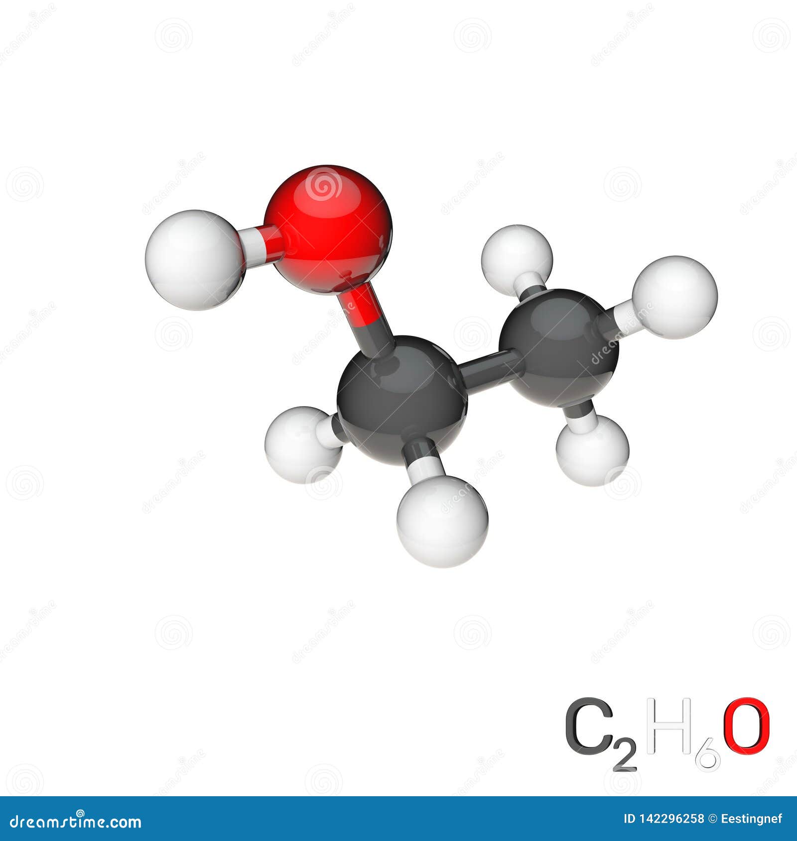 Ethanol Model Molecule. Isolated on White Background Stock Illustration ...