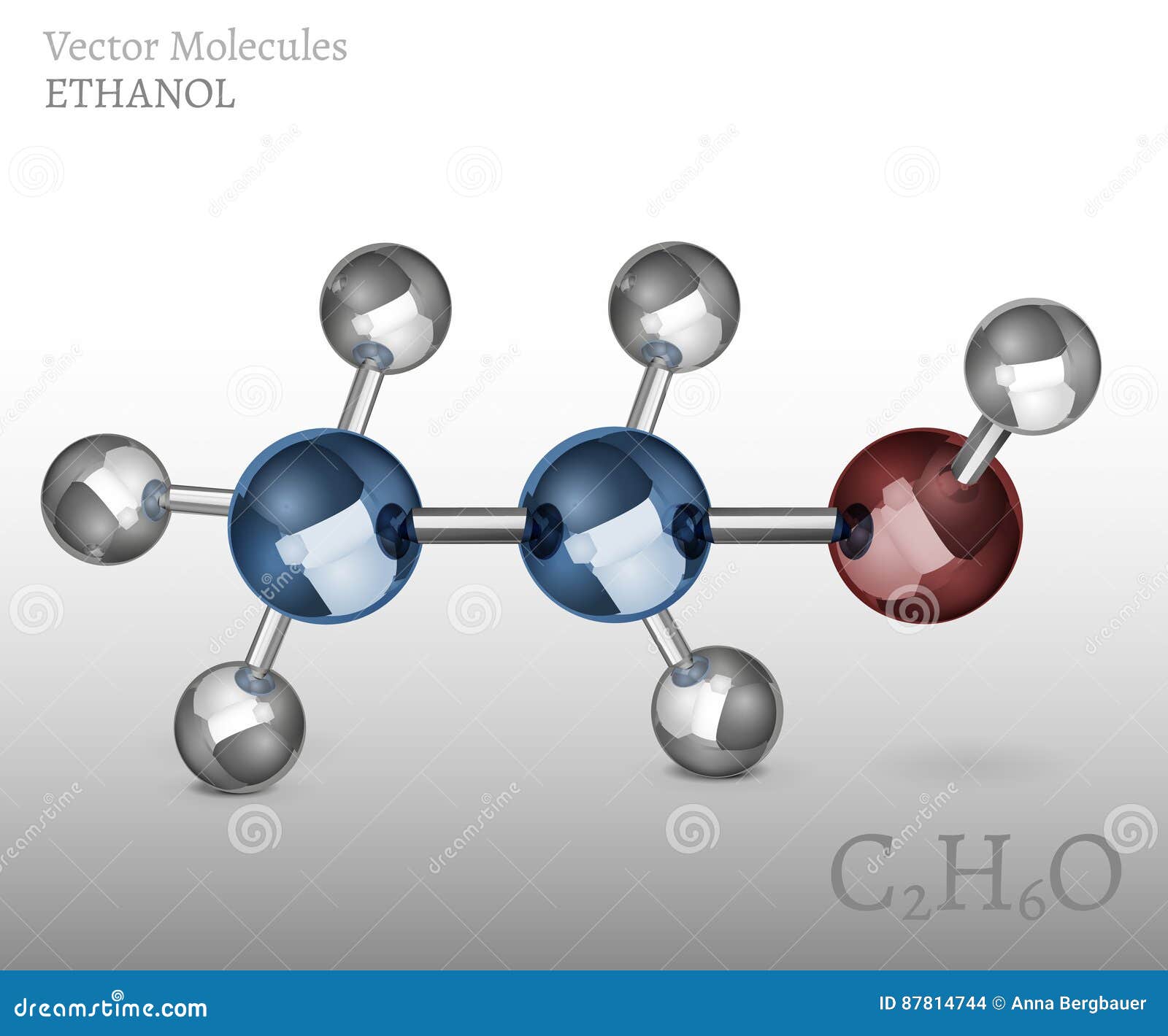 Ethanol Molecule Structure Icon On White Background. Ethanol Sign. Flat ...
