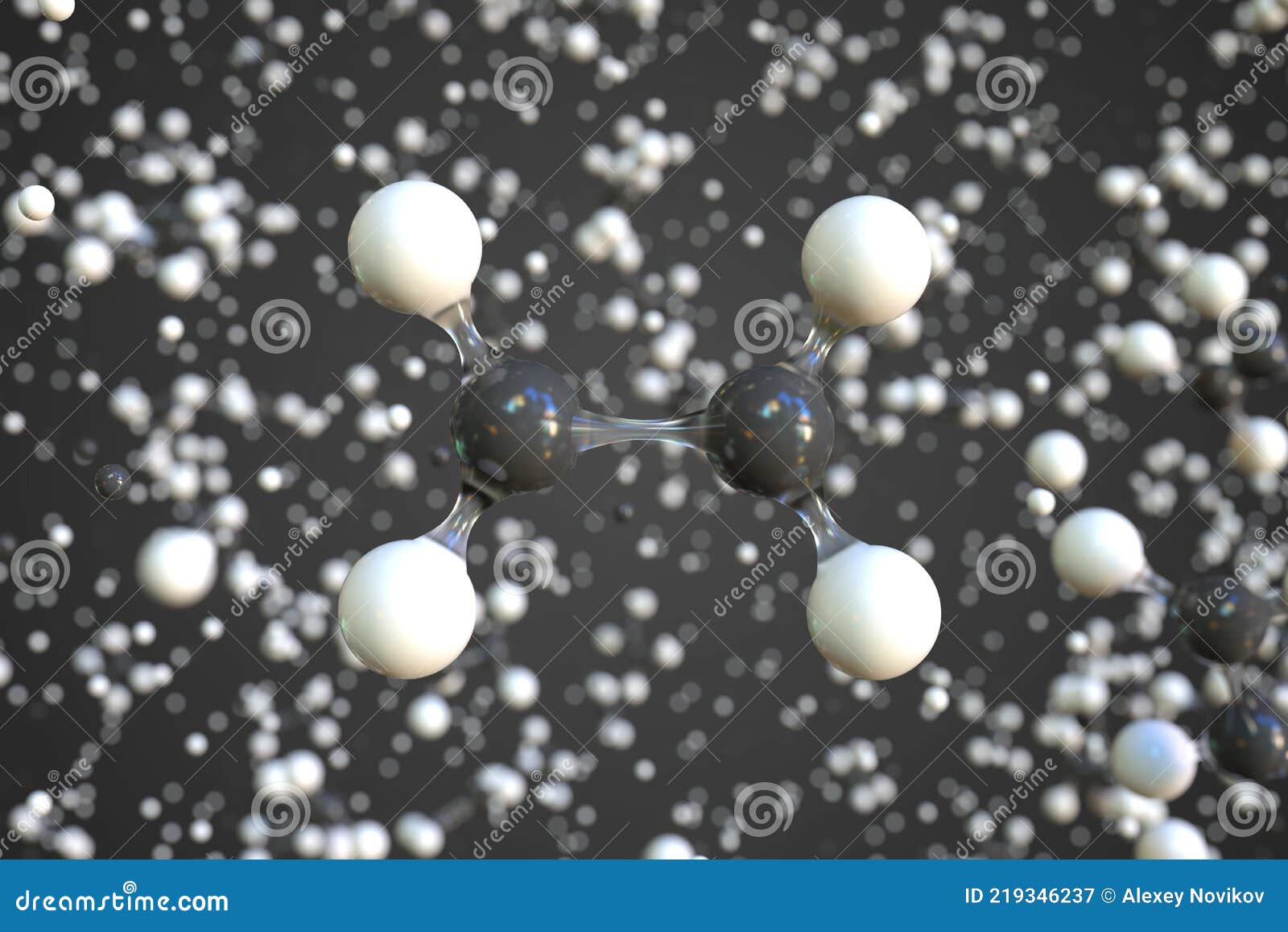 Ethene Molecule, Conceptual Molecular Model. Chemical 3d Rendering ...
