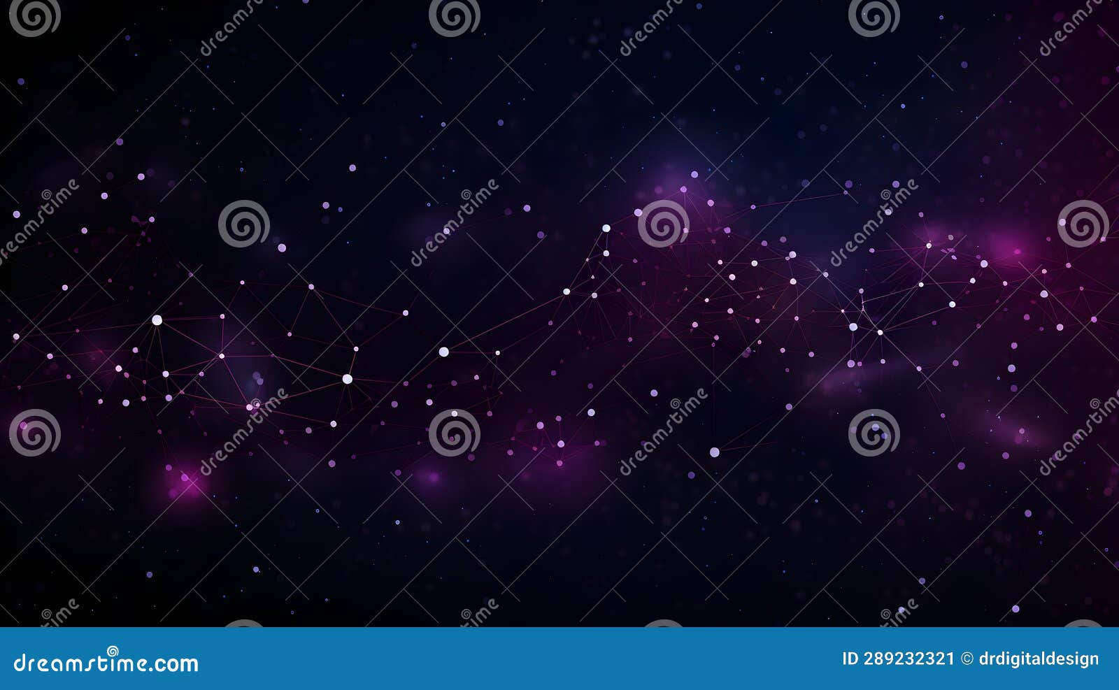 Blurred Data Technology Background in Dark Purple Colors. Network of ...