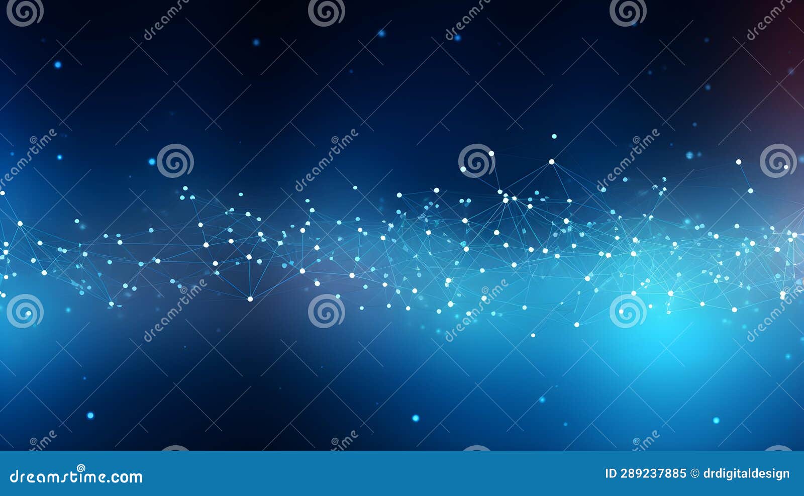 Blurred Data Technology Background in Sky Blue Colors. Network of ...