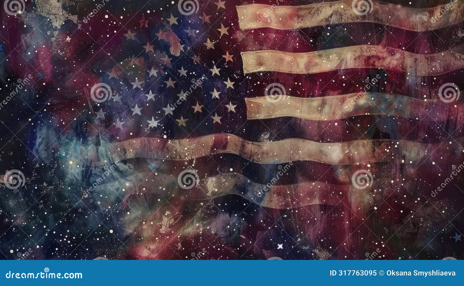 Ethereal American Flag Nebula Cosmic Background Stock Image - Image of ...