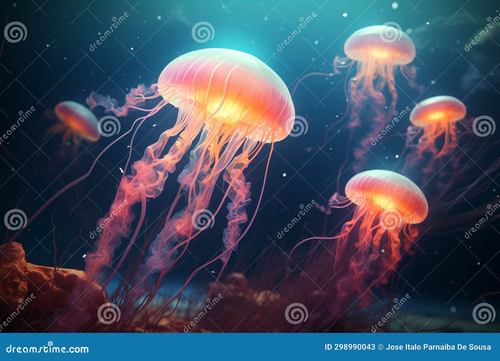 Ethereal and Ancient Cave Paintings of Glowing Jel Stock Illustration ...