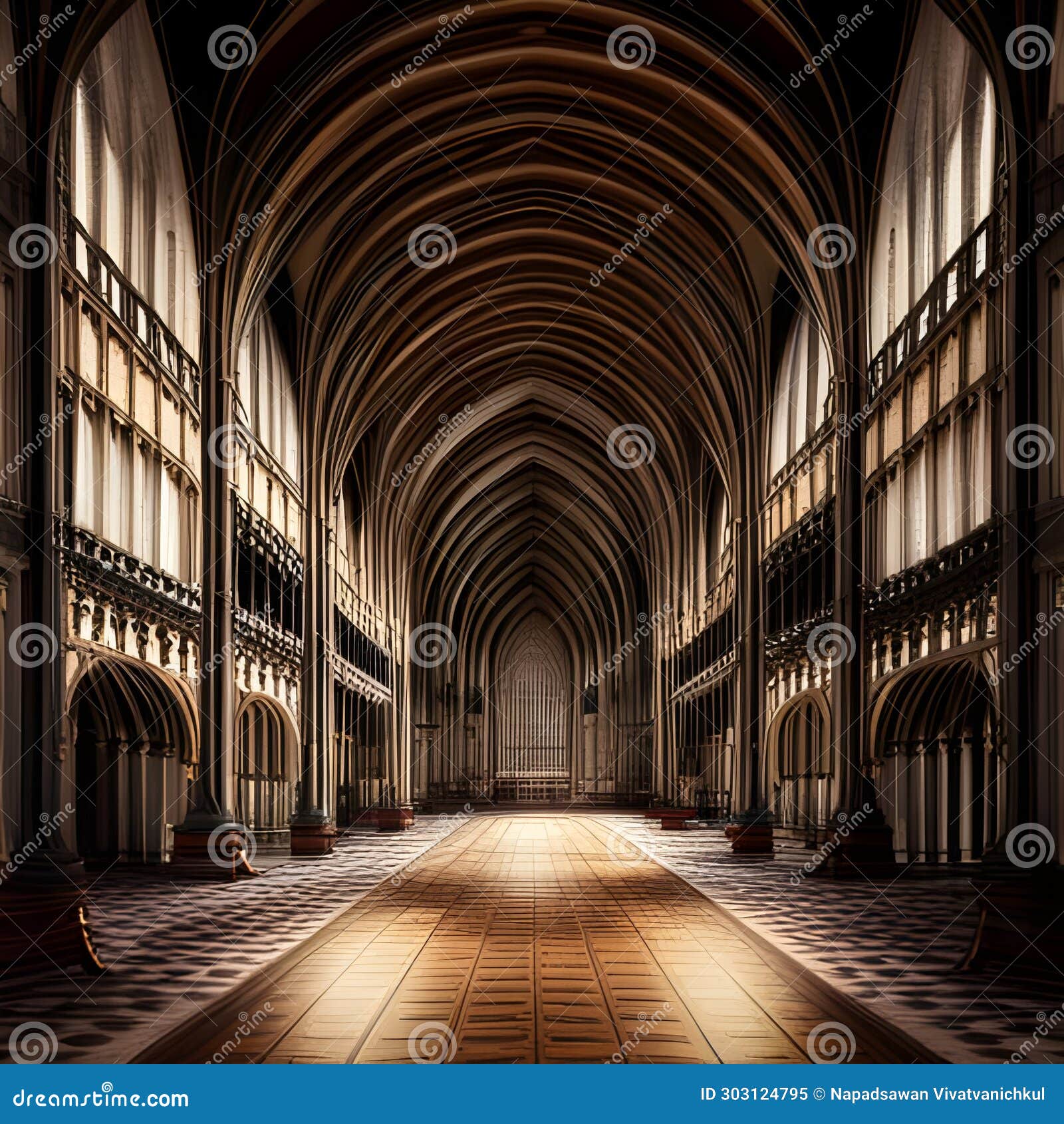 Ethereal Cathedral Interior. Stock Illustration - Illustration of ...