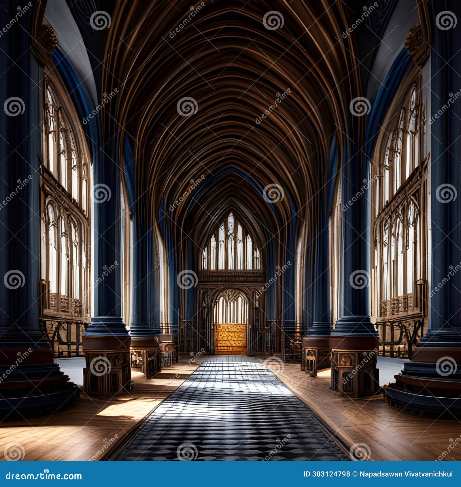 Ethereal Cathedral Interior. Stock Illustration - Illustration of ...