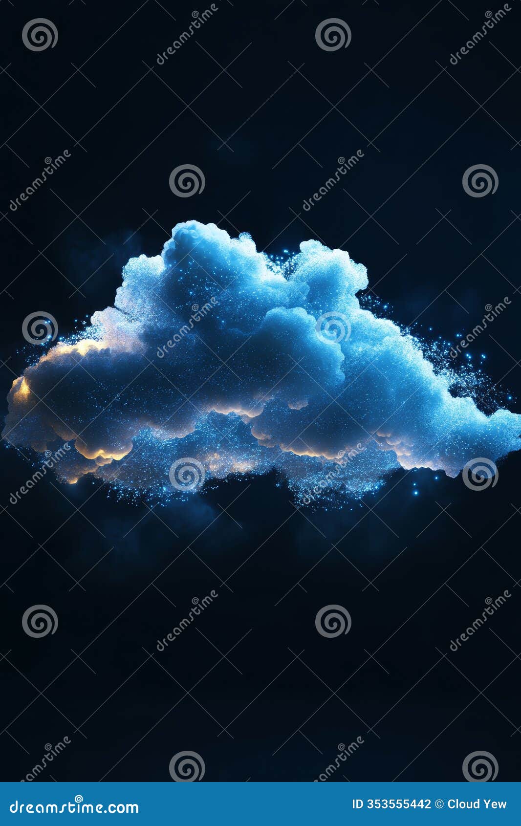 Ethereal Cloud Form Surrounded by Blue Light and Sparkles for Abstract ...