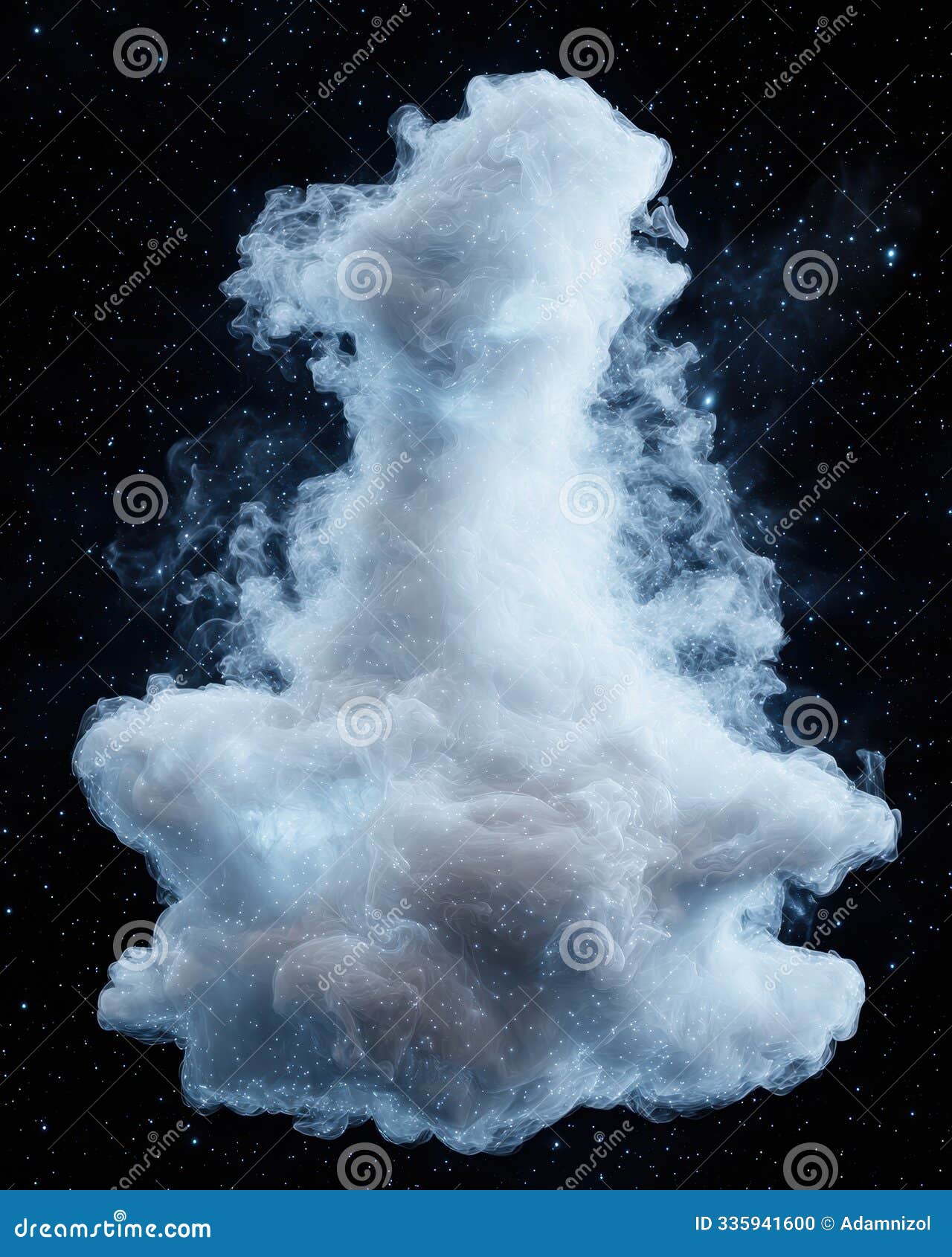 Ethereal Cloud Formation in Starry Night Sky Stock Illustration ...