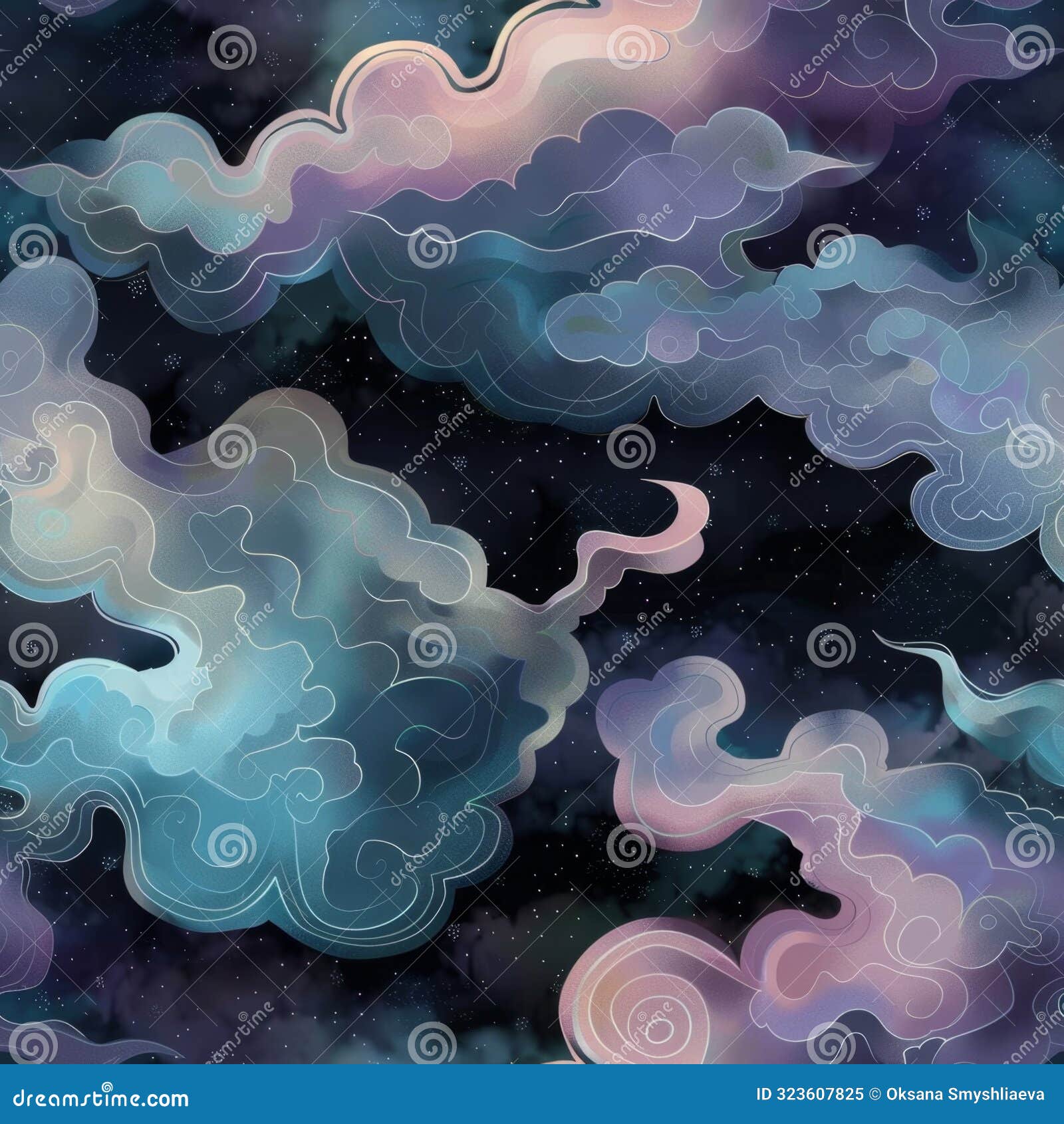 Ethereal Cosmic Clouds in Surreal Space Illustration Stock Image ...