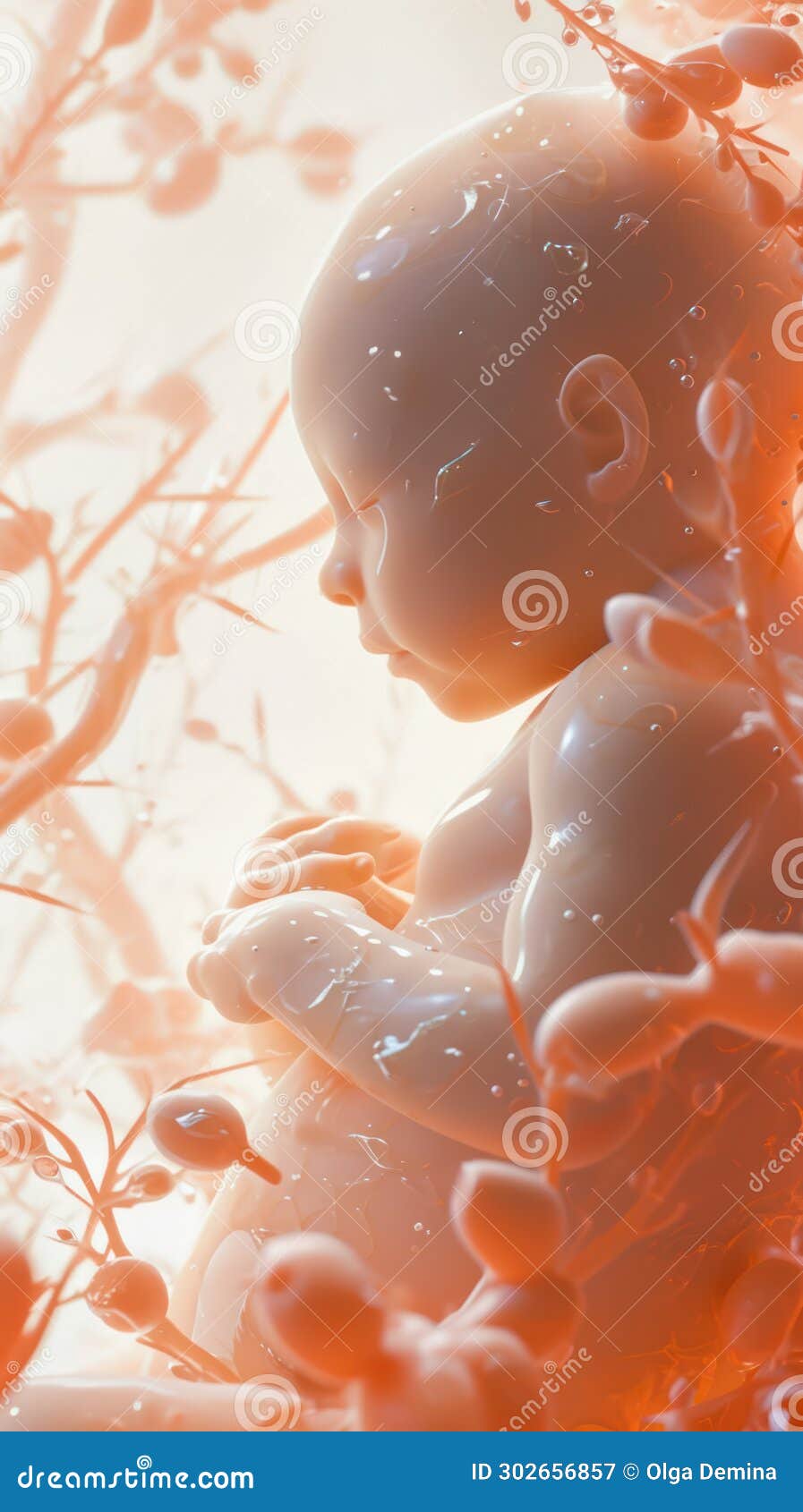 Ethereal 3D Render of a Fetus with a Soft, Glowing Backdrop and ...