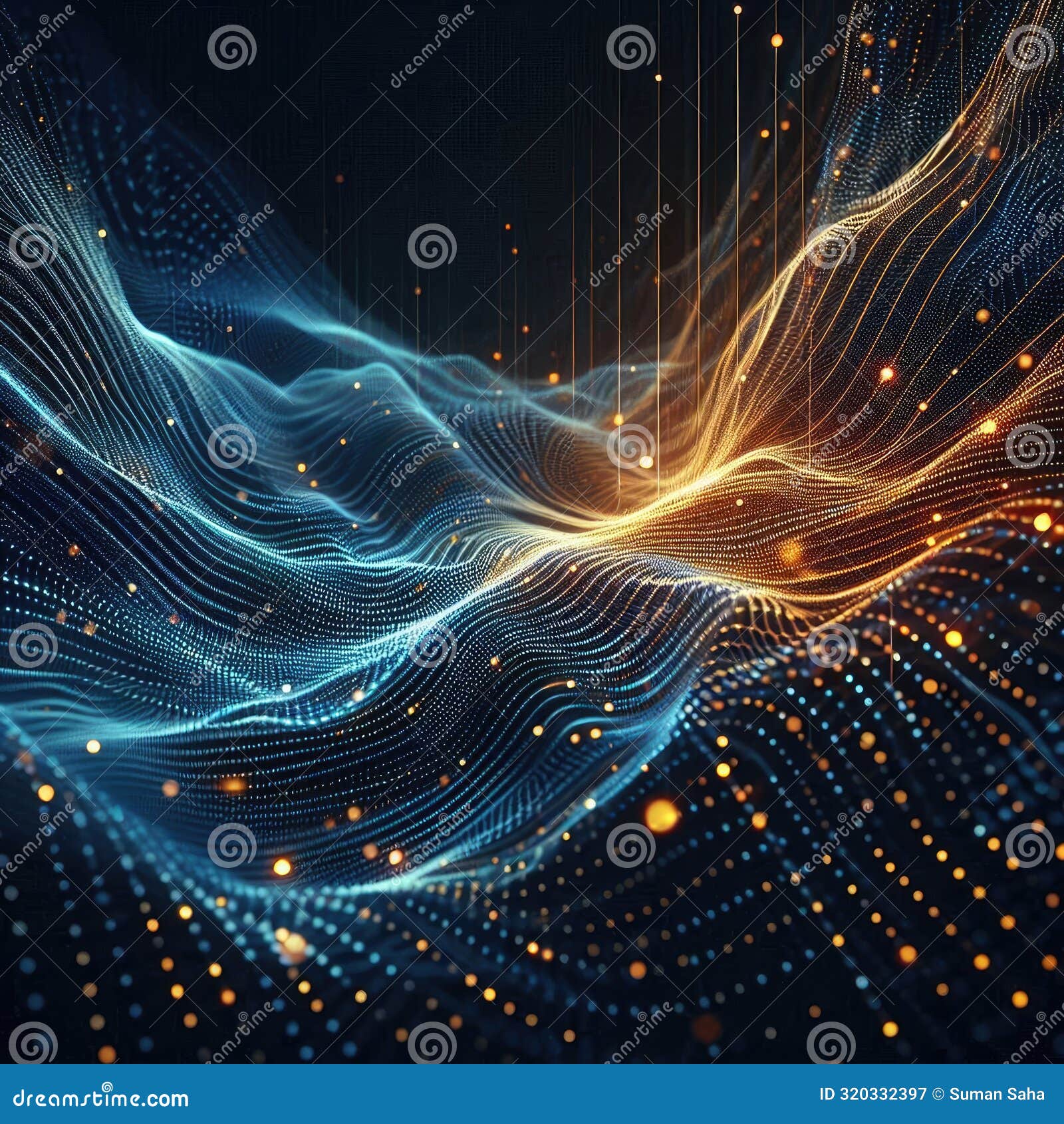 Ethereal Digital Network Tech Waves Background Abstract Artificial ...