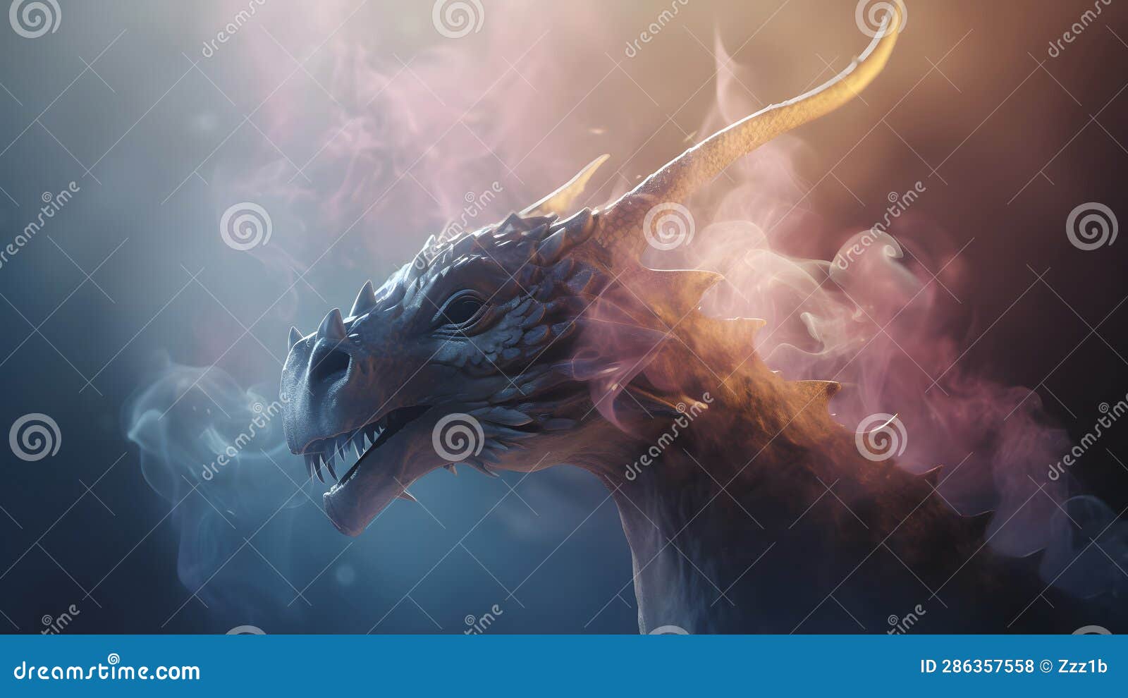 Ethereal Dragon with Smoke on Black Background, Neural Network ...