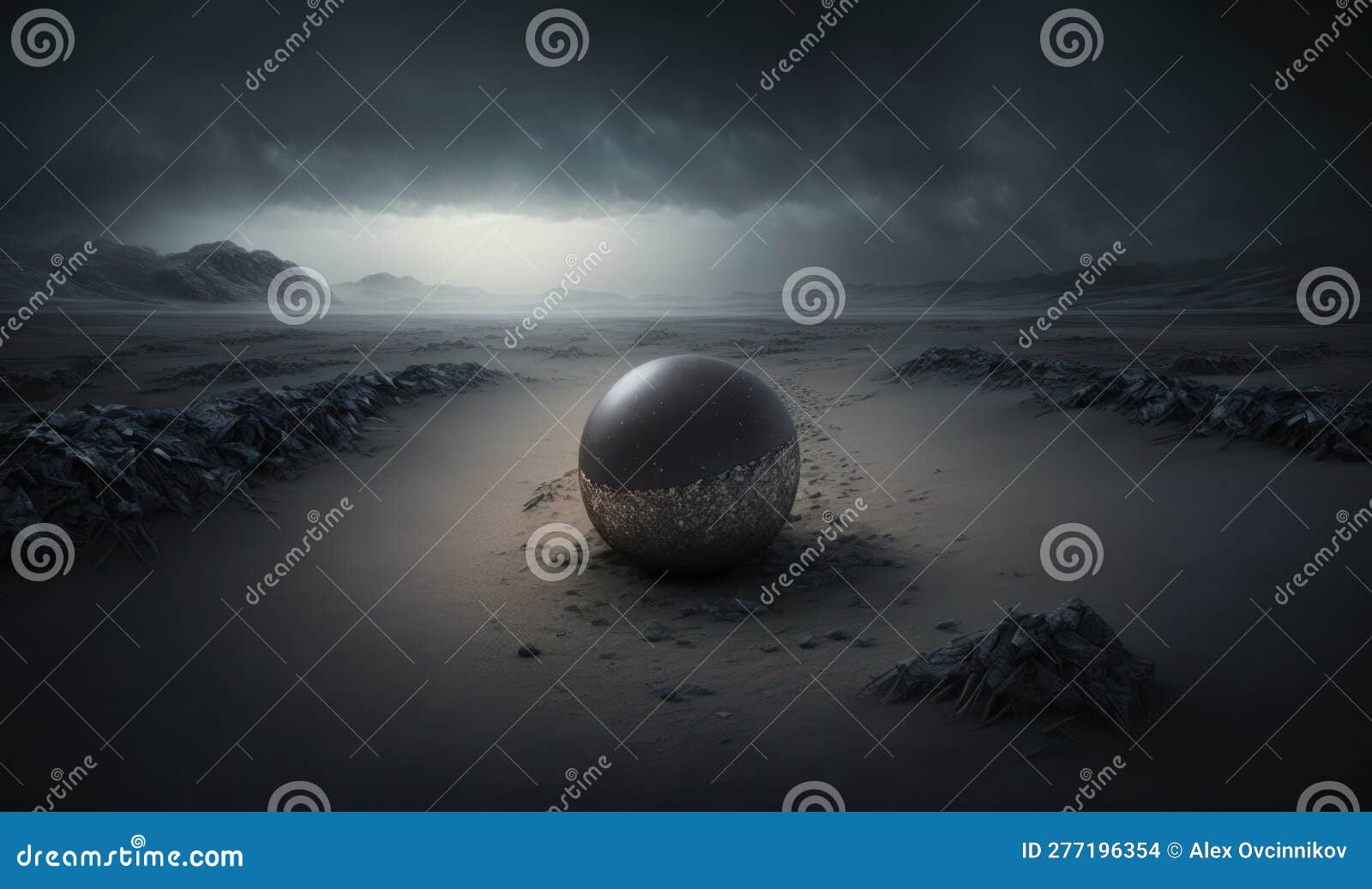 Ethereal Landscape with Soft Light Sphere for Dreamy Designs. Stock ...