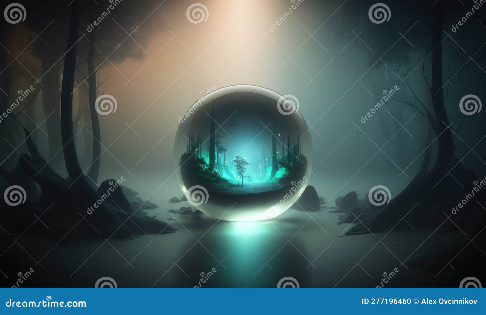 Ethereal Dreamy Landscape with Soft Light Sphere for Posters and Web ...