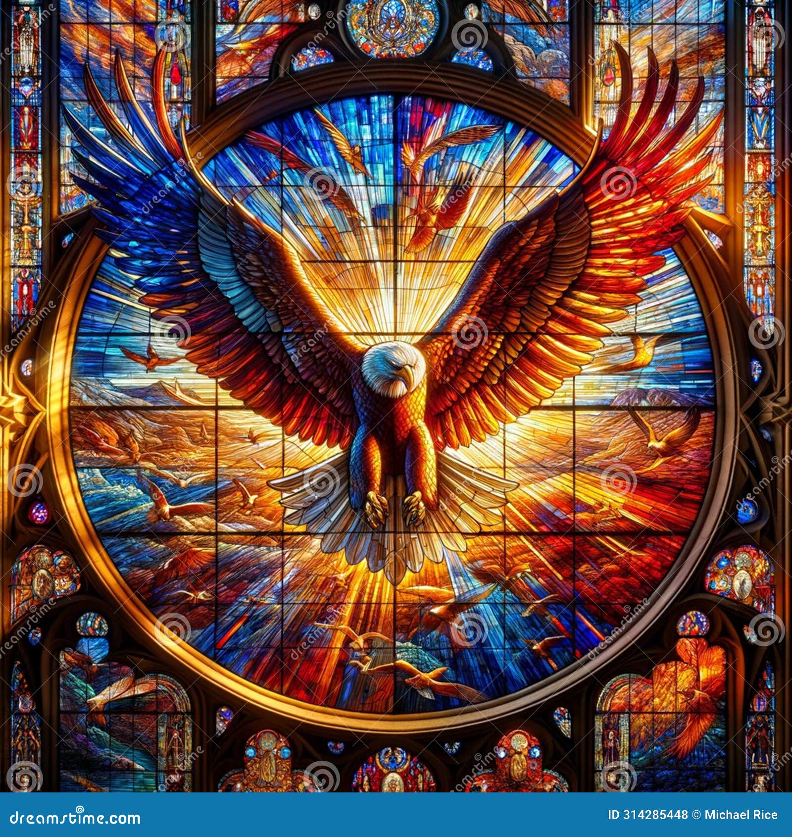 Ethereal Eagle: Stained Glass Masterpiece Illuminated Stock ...