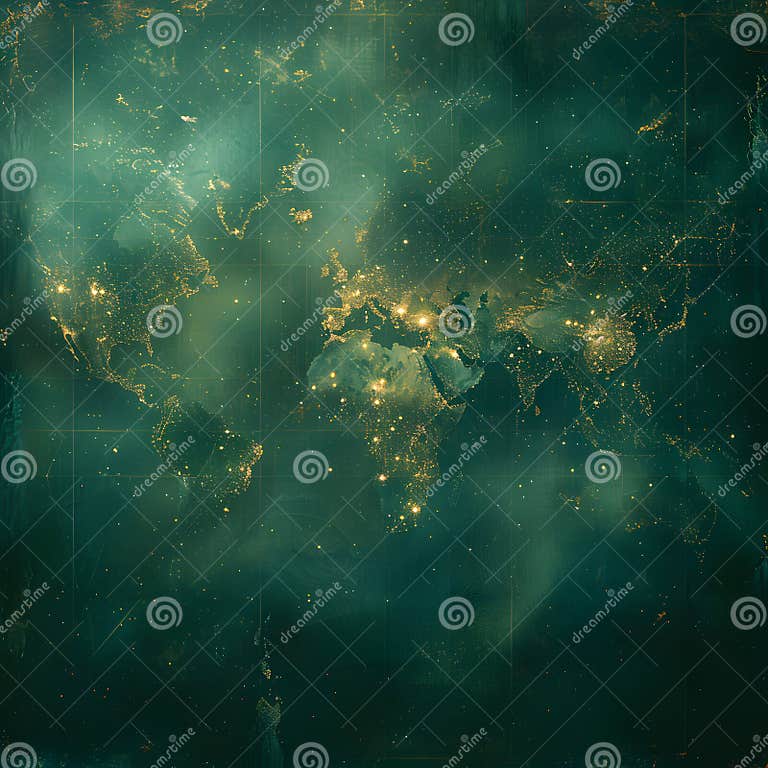 Ethereal Earth: Digital Map on Blank Canvas Stock Illustration ...