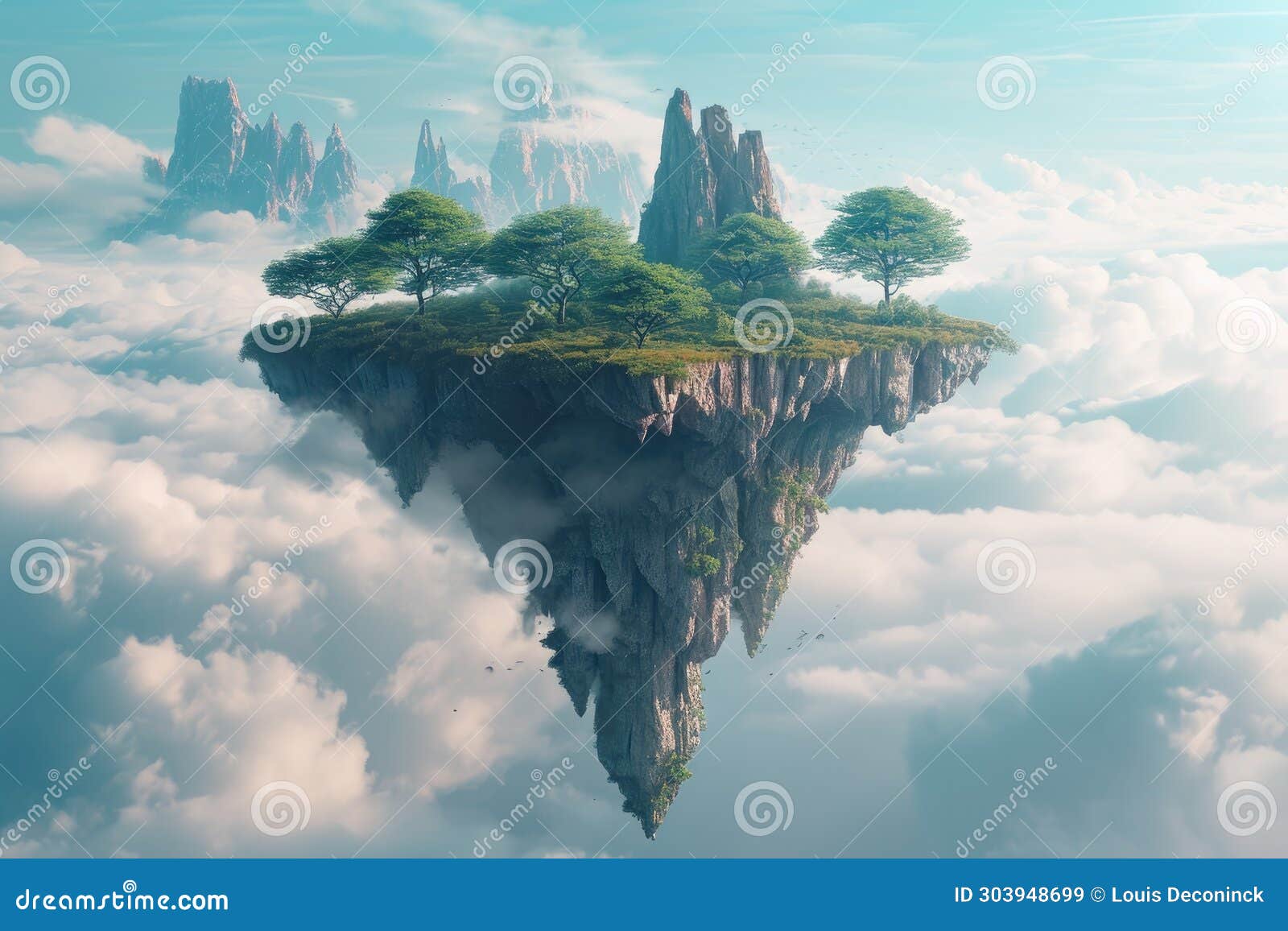 Ethereal Eden: Floating Islands in the Void Stock Illustration ...