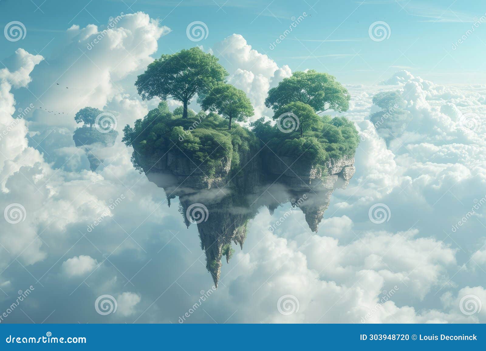Ethereal Eden: Floating Islands in the Void Stock Illustration ...