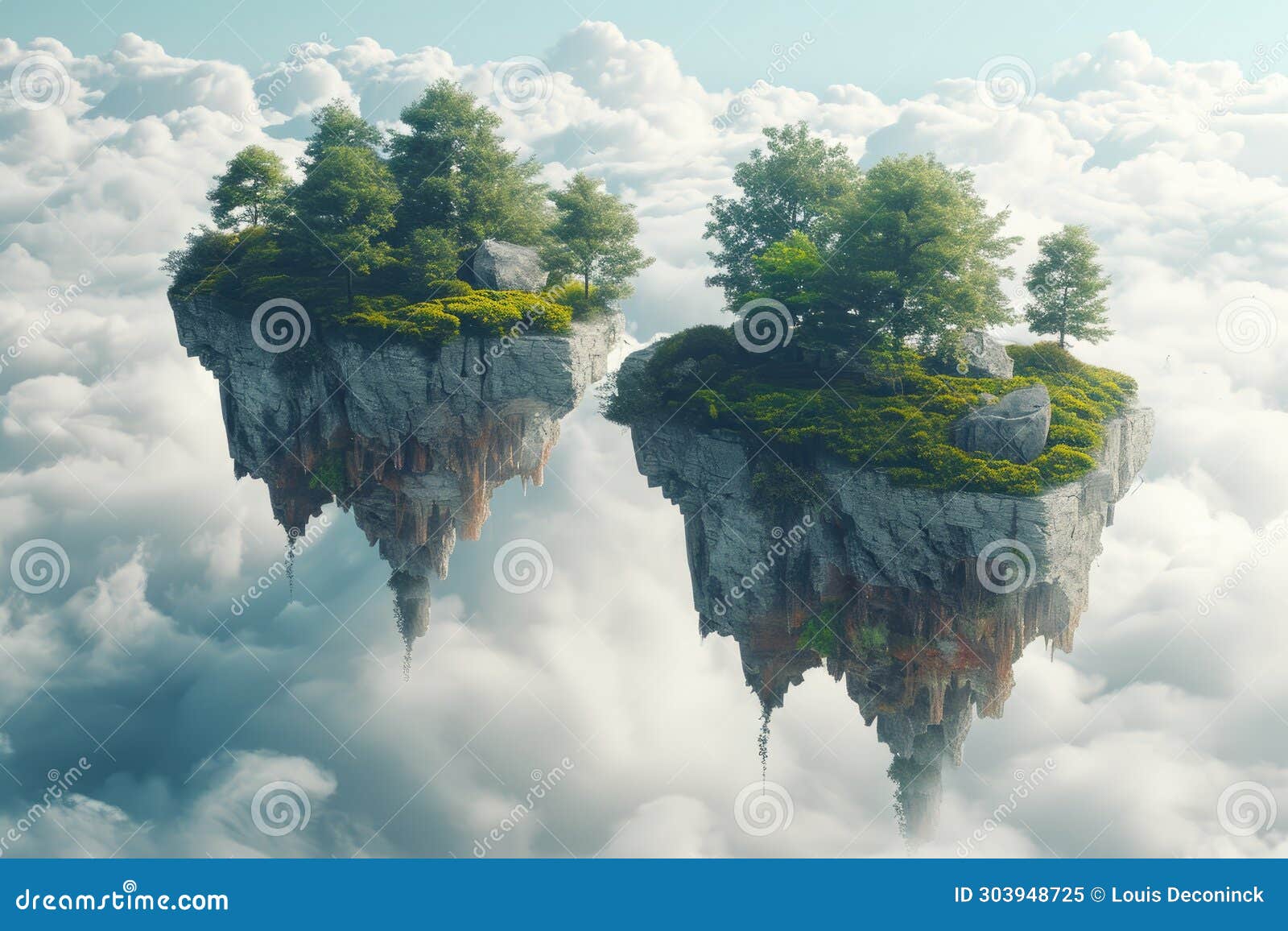Ethereal Eden: Floating Islands in the Void Stock Illustration ...