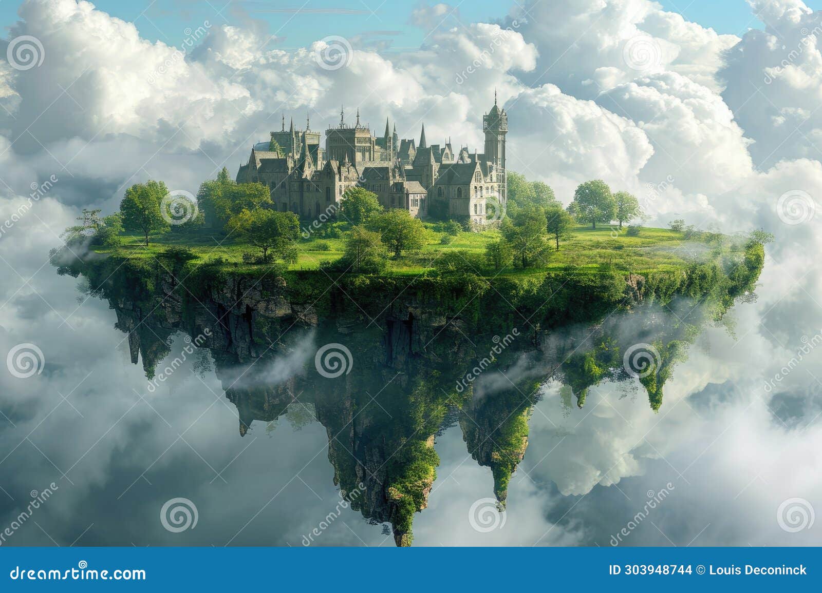 Ethereal Eden: Floating Islands in the Void Stock Illustration ...
