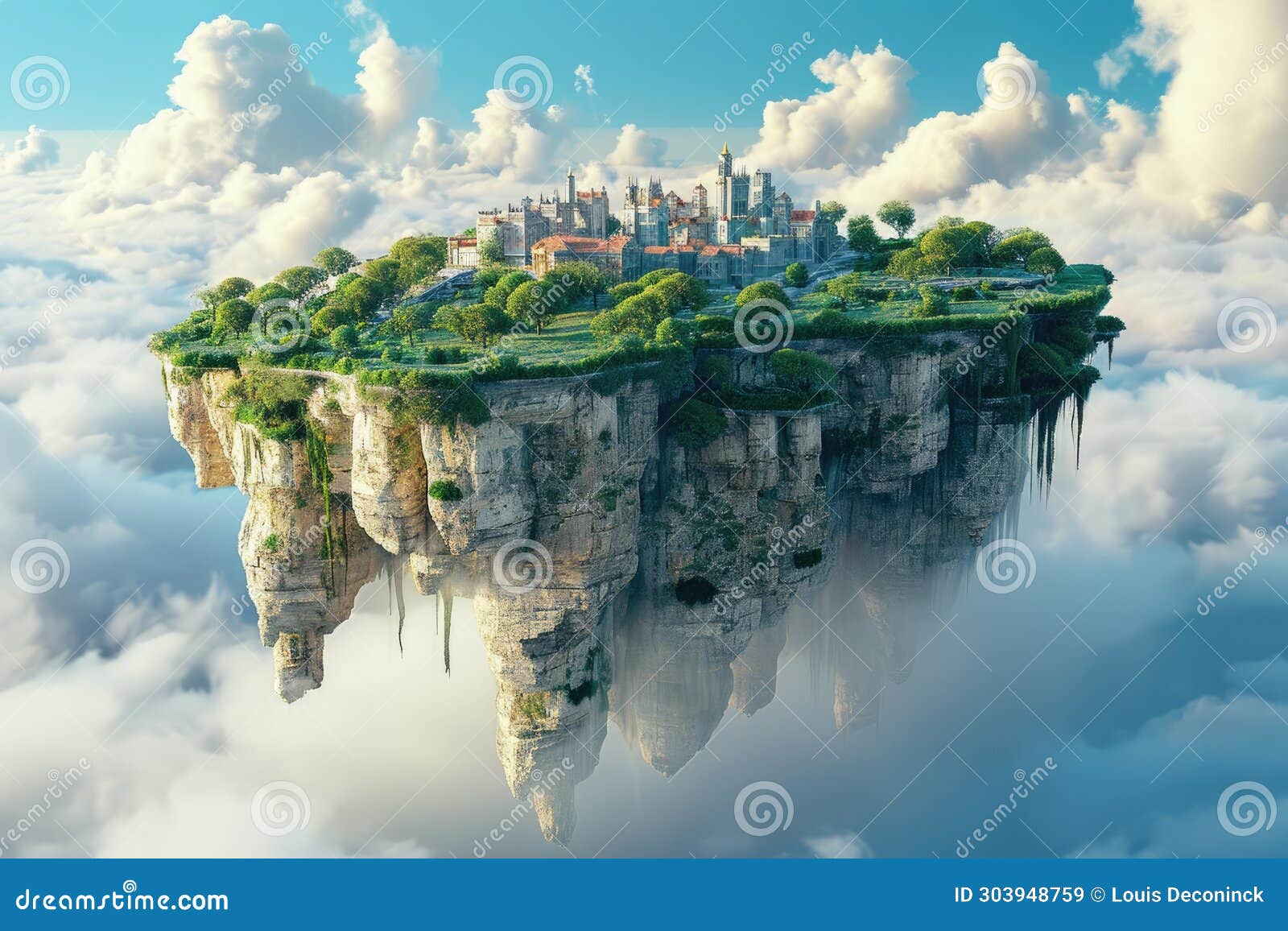 Ethereal Eden: Floating Islands in the Void Stock Illustration ...