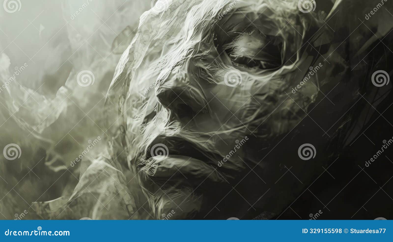 Ethereal Face Wrapped in Translucent Material Stock Photo - Image of ...