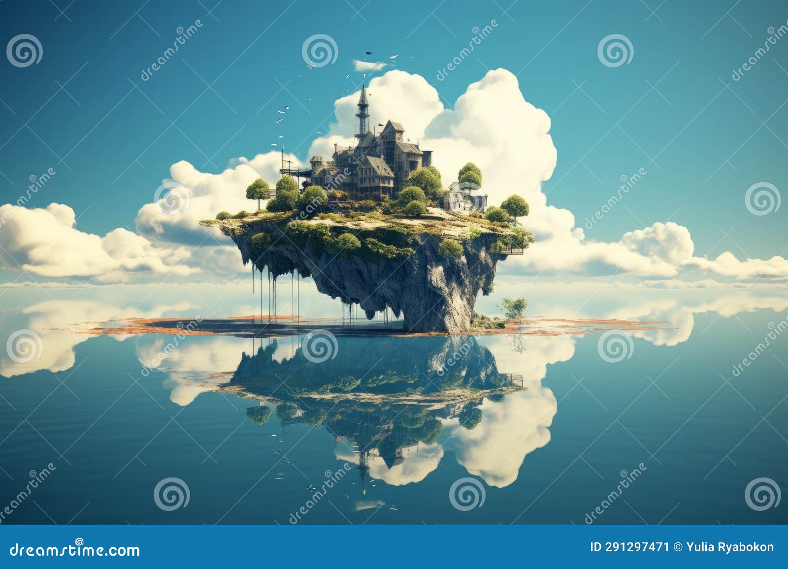 Ethereal Floating Island Clouds. Generate Ai Stock Illustration ...