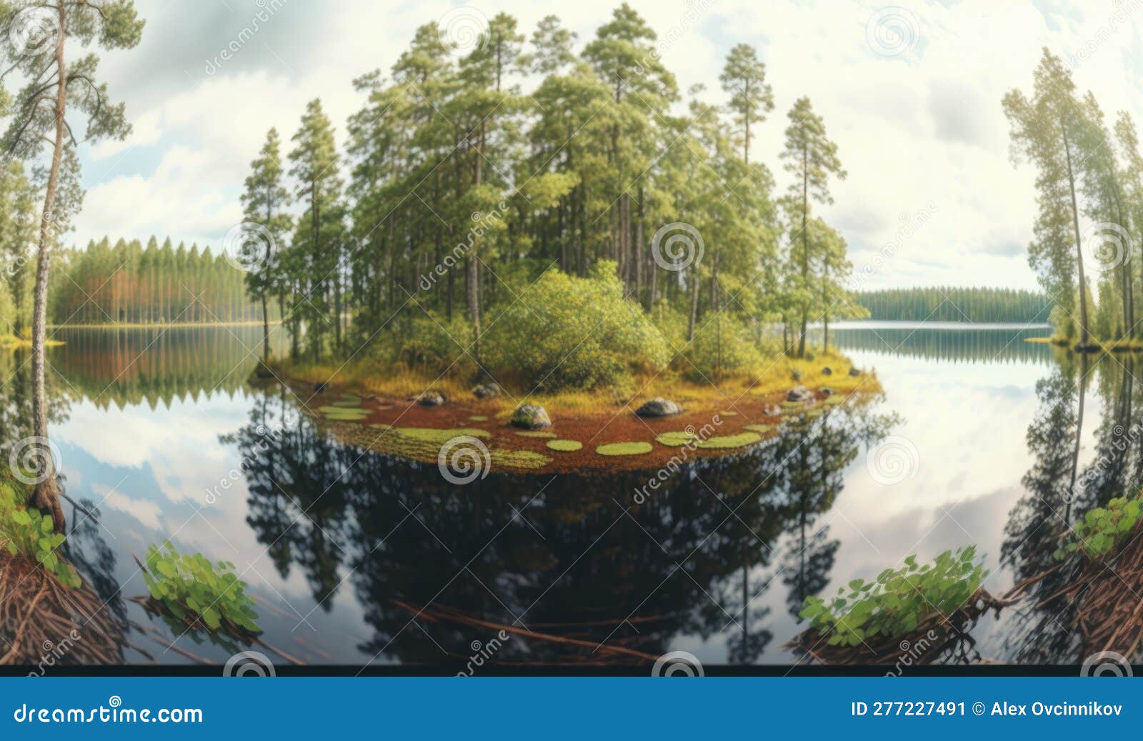 Ethereal Forest Lake Panorama for Dreamy Backgrounds. Stock ...