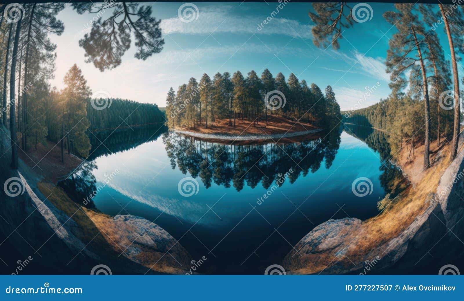 Ethereal Forest Lake Panorama for Dreamy Backgrounds. Stock ...