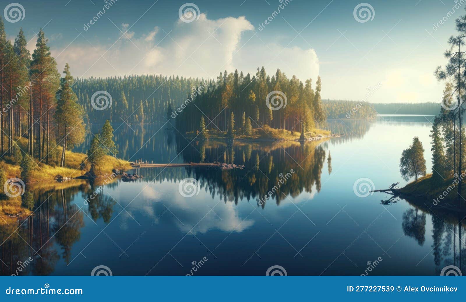 Ethereal Forest Lake Panorama for Dreamy Backgrounds. Stock ...