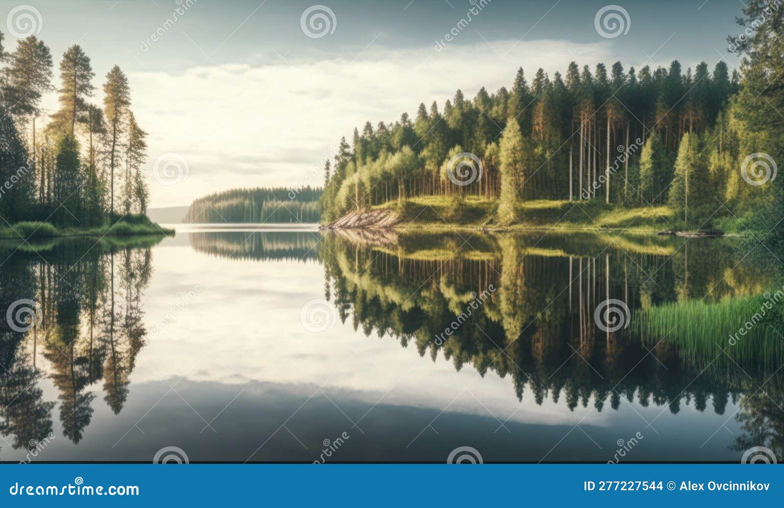 Ethereal Forest Lake Panorama for Dreamy Backgrounds. Stock ...