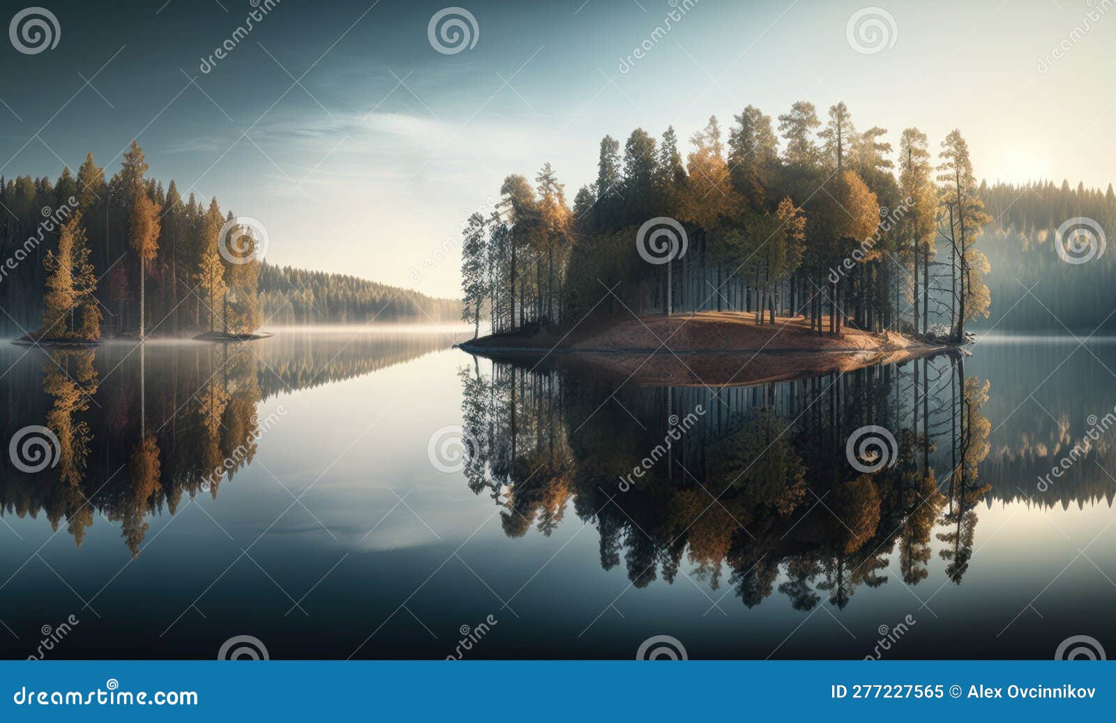 Ethereal Forest Lake Panorama for Dreamy Backgrounds. Stock ...