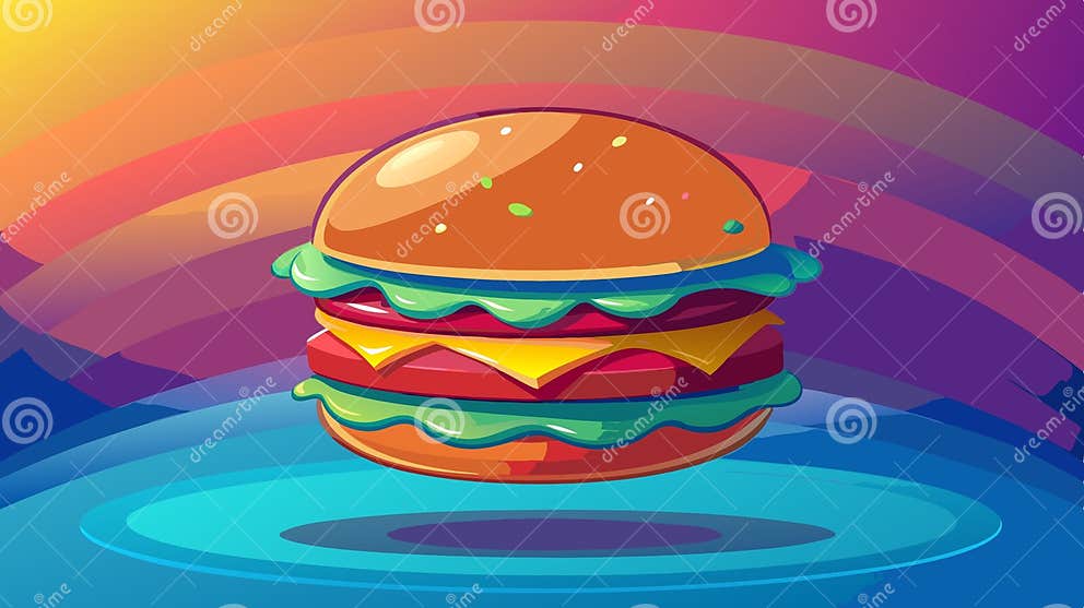 Ethereal Hamburger Floating in a Vivid Gradient Background, Ethereal ...