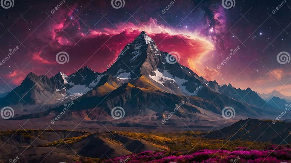 Ethereal Heights: Exploring the Mountains of the Cosmos Stock Photo ...